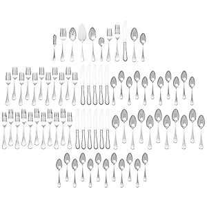 Wallace Continental Hammered 78-Piece 18/0 Stainless Steel Flatware Set, Service for 12