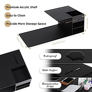 LASHVIEW Lash Pillow for Lash Extensions，Eyelash Extension Neck Pillow With Acrylic Shelf Organizer Stand, PU Leather Waterproof Lash Extension Grafting Pillow Makeup Tool Display Cabinet Shelves