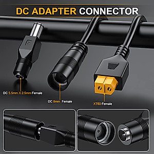 ELECTOP DC 8mm Y Branch Parallel Adapter 14AWG 8mm Female to XT60 Female Solar Panel Adapter 8mm DC Power Plug with DC 5.5x2.5mm Converter for Jackery GZ Yeti Solar Generator Portable Power Station