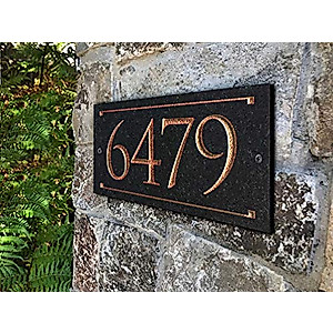 Stone Address Plaque With Engraved Numbers. Address Sign Made from solid, real stone.