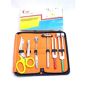 Cynamed Set of 6 pcs Reflex Percussion Buck Hammer + Penlight +Tuning Fork C 128 C 512 + Bandage Scissors 7.25" + Wartenberg Pinwheel (Set of 6)