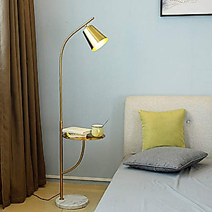 Hsyile Lighting KU300214 Creative Bedroom & Living Room Floor Lamp with a Table,Office and Reading Light - E26 Bulb - Brushed Antique Brass Finish