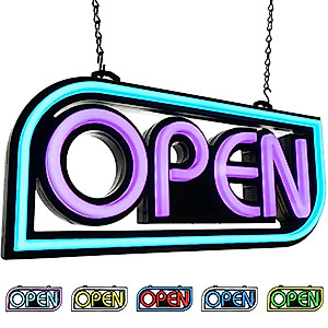 2 Open Signs by Element Lux - 49 Color Combinations - 1 Medium Size 16in x 7.5in - 1 Large Size 20 x 22in