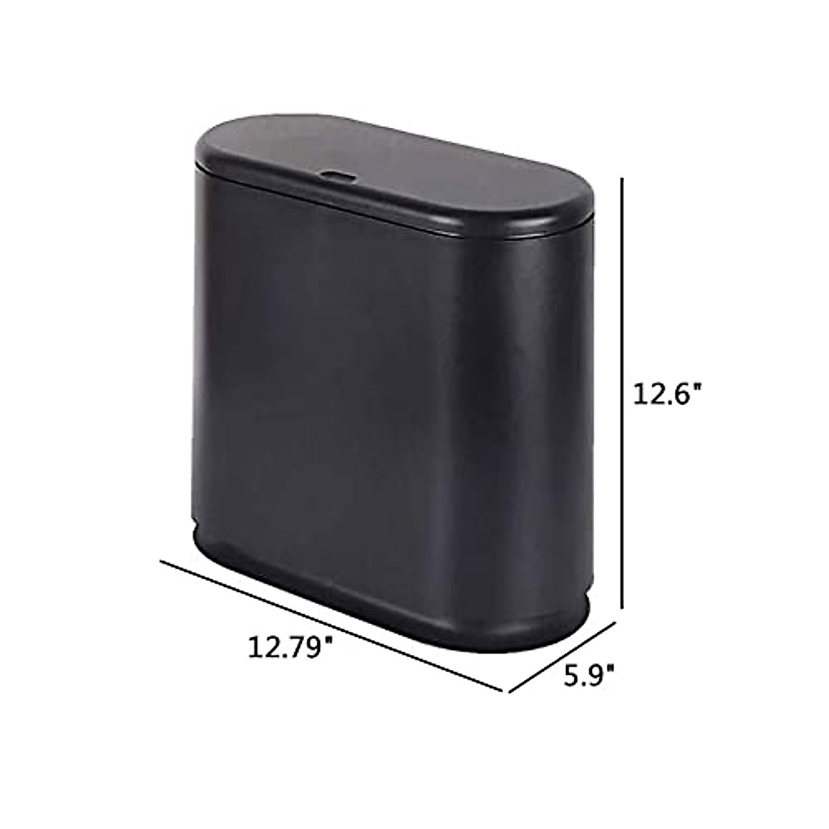 PRTTY 10 Liter Black Kitchen Trash Can,2.4 Gallon Bathroom Trash Cans with Press Type Lid,Rectangular Plastic Trash Can Garbage Bin Wastebasket for Living Room,Kitchen,Office,Craft Room.