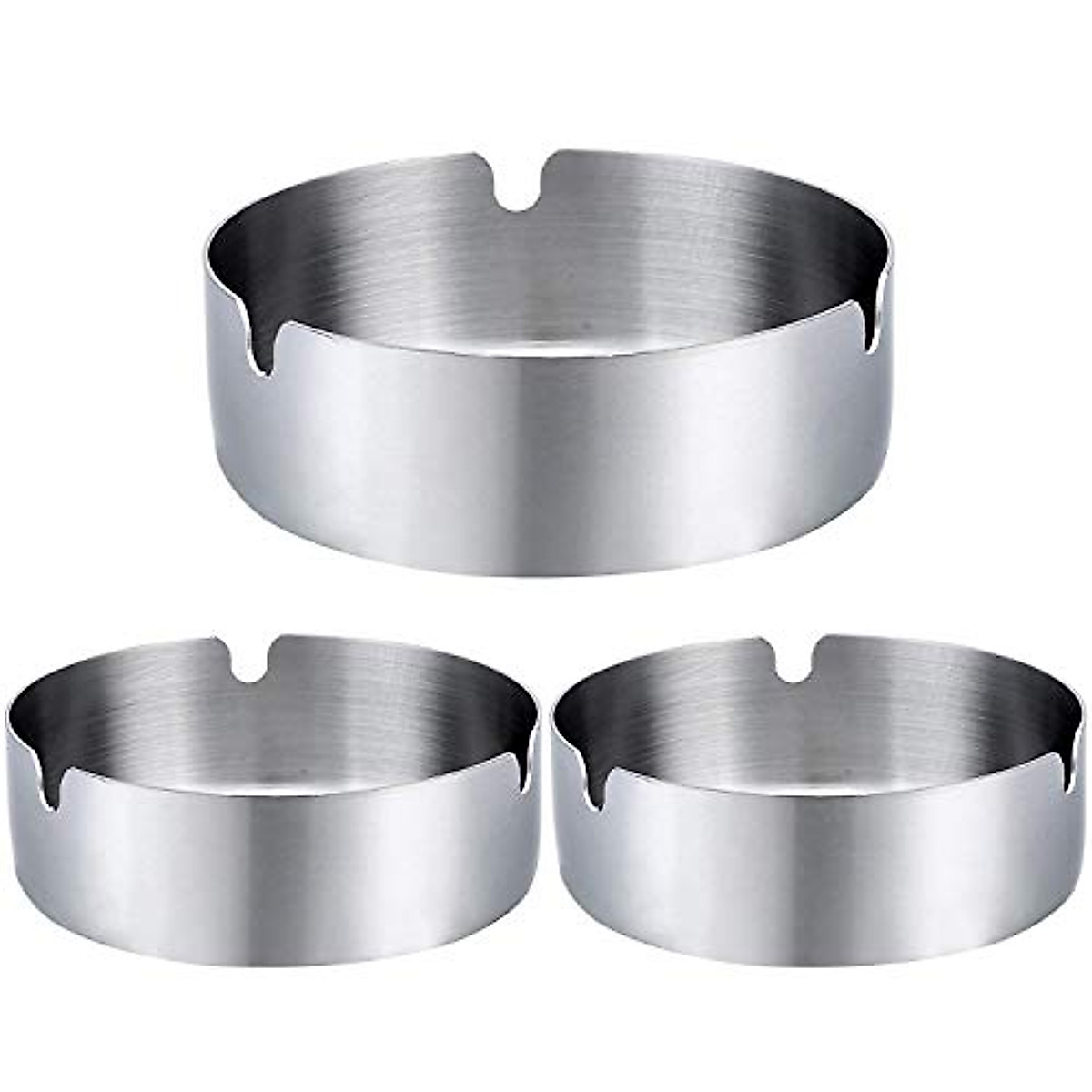 Pack of 3 Cigar Ashtray Tabletop Round Stainless Steel Ash Tray Suitable for Cigarette Ash Holder for Home