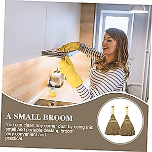 COLLBATH 4 Pcs Kitchen Cleaning Broom Chinese Broom Small Hand Broom Power Desktop Duster Mini Wicca Car Broom Supplies Wick Short Handle Broomstick Little Dirt Wide Broom Mop ﻿ Miscanthus