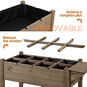 Yaheetech 49x22x32in 8 Pockets Raised Garden Bed Elevated Wood Planter Box Stand with Foldable Side Table and Storage Shelf for Herb/Vegetables/Flowers