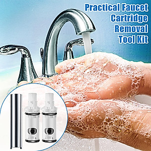 Enhon 3 Pcs Faucet Cartridge Replacement Kit Compatible with Moen 1224 1224B Cartridge Retainer Removal Tool/Moen 14272 for Double Handle Tub Shower, Faucet Cartridge Bathtub Valve Repair