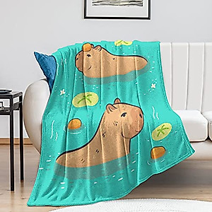 Capybara Blanket Ultra-Soft Throw Blanket Anti-Pilling Warm Cozy Flannel Throws for Couch Sofa Bed Living Room Family Friend Halloween Christmas Birthday Gifts 50"x60"