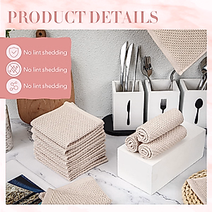 50 Pcs Cotton Waffle Kitchen Dish Towels 9.8 Inch Reusable Waffle Dish Rags Quick Drying Waffle Washcloths Soft Absorbent Waffle Dish Cloths for Cooking Kitchenware Hand Towel Napkin, Beige