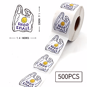 Littlefa 1.5” Shop Small with Environmental Bag Stickers,Thank You Stickers,Bakeries Stickers,Handmade Stickers,Small Business Stickers, Envelopes Stickers, Gift Bags Packaging 500 PCS