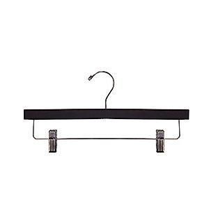 NAHANCO 2214RCCH 14” Wooden Skirt Slack Hangers with Chrome Hardware Black (Pack of 100)