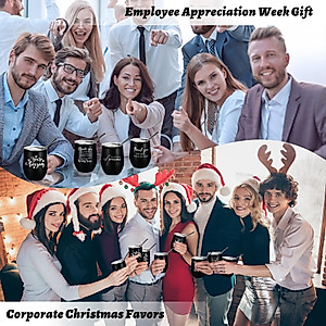 Inbagi Employee Appreciation Gifts 12 oz Stainless Steel Insulated Wine Tumbler Teacher Nurse Coworker Mug with Lids Inspirational Women Male Gifts Father's Day Gift Grad Gift(Black, 10 Pcs)