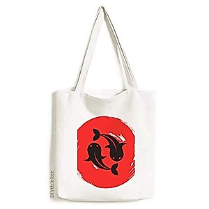 Goldfish Brush Japan Tote Canvas Bag Shopping Satchel Casual Handbag