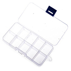 ALL in ONE 6pcs Clear Plastic Storage Box Bead Organizer Display Containers with Adjustable Dividers (13x2.6x2cm 10 Grids)