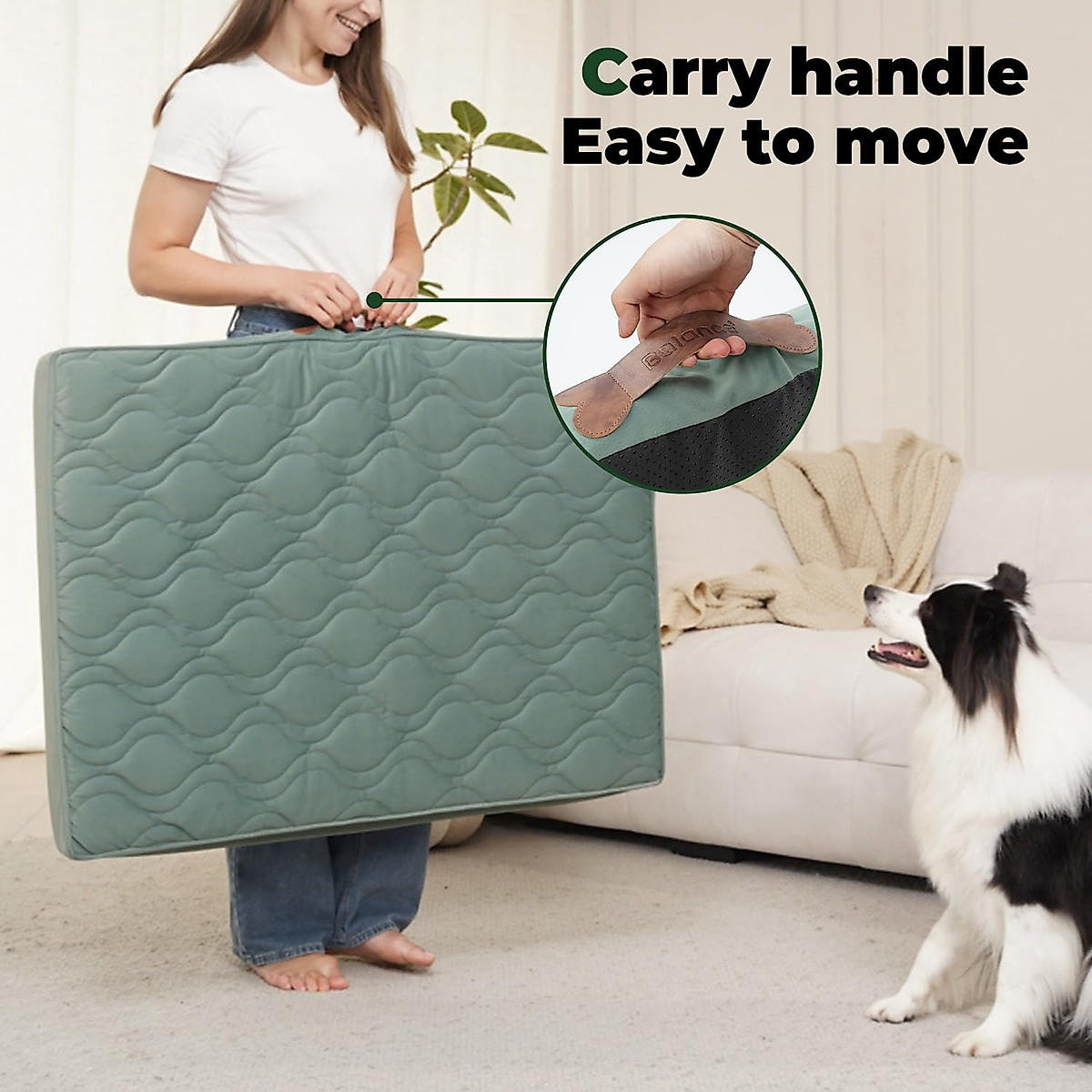 BALANCE Dog Crate Bed，Water-Resistant Orthopedic Dog Beds with Nonskid Bottom, Washable Kennel Bed Dog Mattress