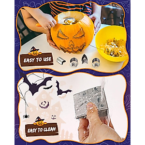 Fenvella Pumpkin Carving Kit for Kids, Safe Pumpkin Carving Tools Heavy Duty Stainless Steel Pumpkin Carver Set, DIY Halloween Pumpkin Carving Stencils, Professional Carving Kit Adults