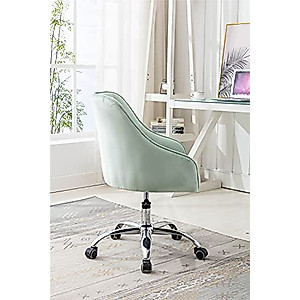 CNANXU Velvet Swivel Shell Chair with Adjustable Height,Accent Swivel Desk Chair,Modern Leisure Office Chair for Living Room (Mint Green)