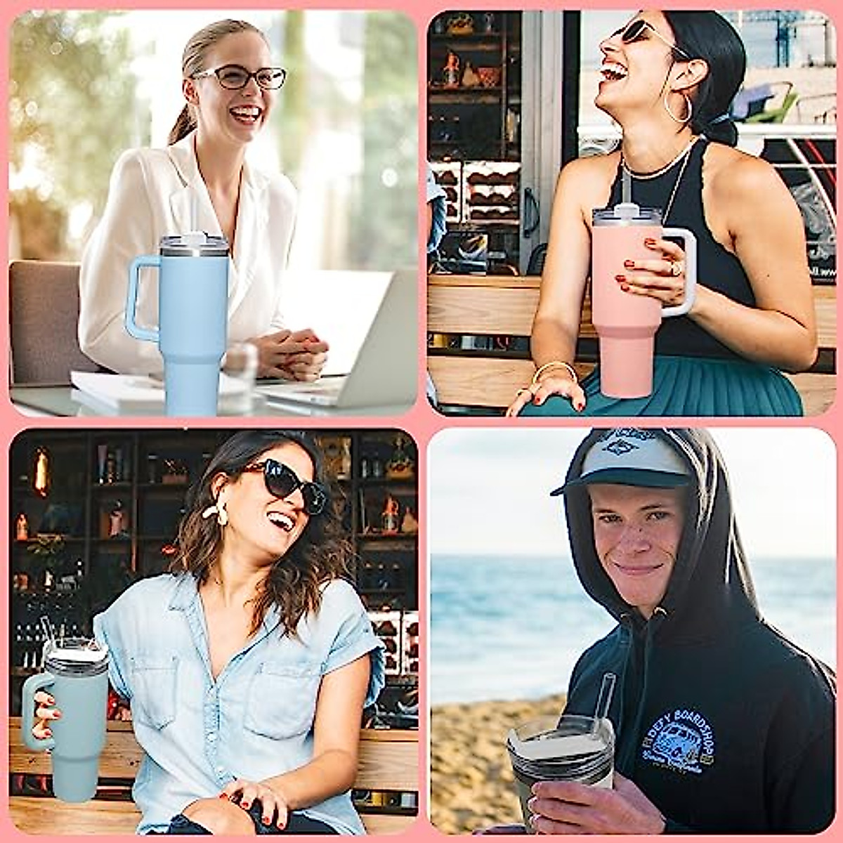 2 Pcs Tumbler Lid Replacement Fits for Stanley Cup 40 oz, Spill Splash Resistant Replacement Lids, Clear Tumbler Covers for Stanley Cup Accessories(White)