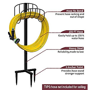 Artigarden Freestanding Garden Hose Holder Hanger, Heavy Duty Metal Water Hose Storage Stand Rack