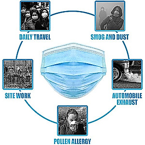 50 Pieces - 3-Ply Disposable Procedural Face Mask Mouth Cover for Personal or Commercial Use