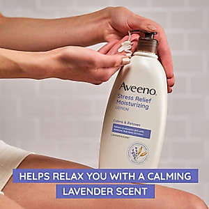 Aveeno Stress Relief Moisturizing Body Lotion with Lavender Scent & Prebiotic Oat to Calm & Relax, Non-Greasy, TSA-Approved Travel Size, 2.5 fl. oz, 12 Pack