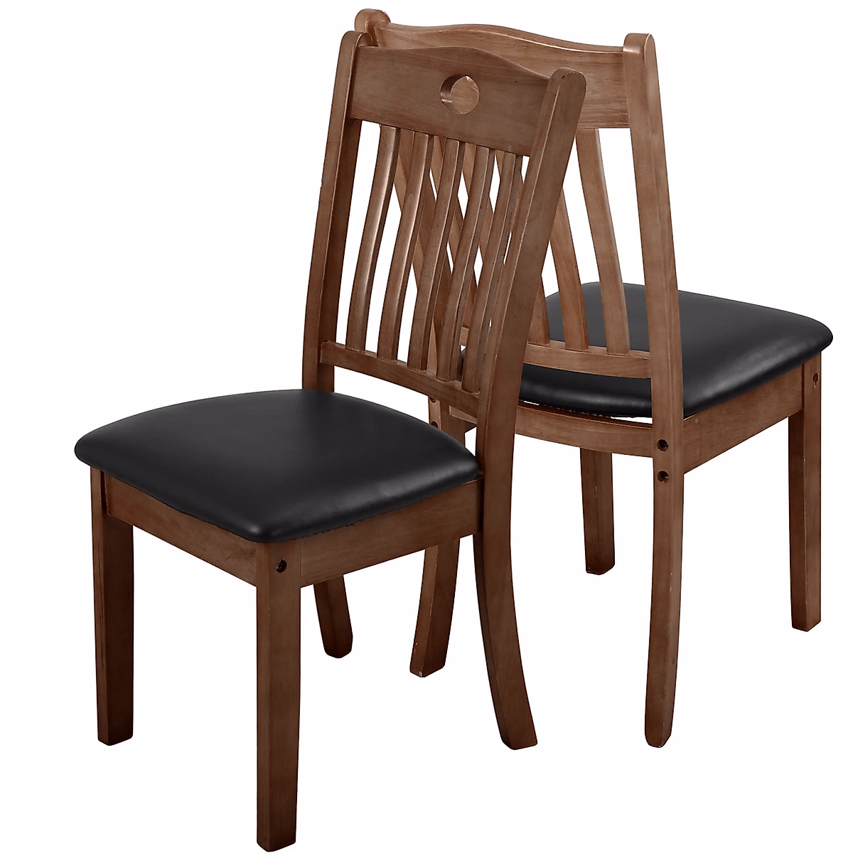 YISUN Chair Seat Covers Set of 6, Pu Leather Waterproof Dining Room Chair Covers, Stretch Chair Cover for Dining Room Chair Protector Slipcover for Kitchen, Hotel (Pu Black, 6)