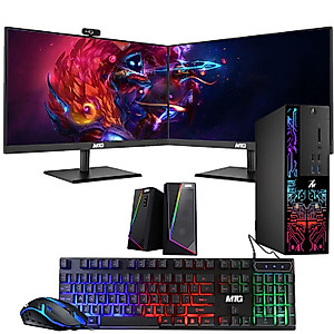 TechMagnet Computer Desktop PC, Intel Core i5-6500, Siwa 6, New MTG Dual 22 Inch Monitor, 16GB RAM, 2TB, 1GB Graphic Card, RGB Keyboard Mouse, RGB Speaker, Webcam, WiFi, Windows 10 Pro (Renewed)