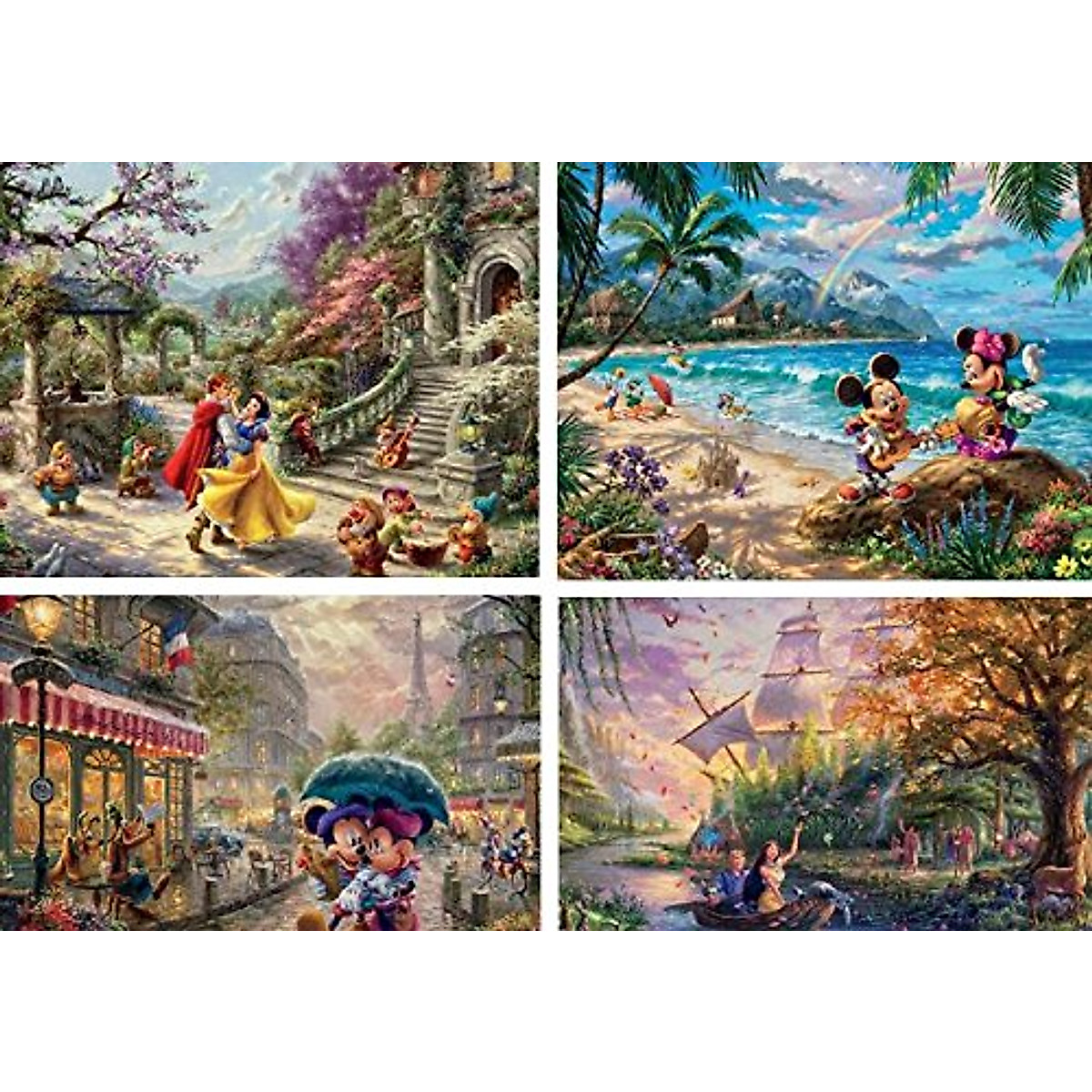 Ceaco Thomas Kinkade The Disney Collection 4 in 1 Multipack & Thomas Kinkade The Disney Dreams Collection 4 in 1 Multipack Lion King, Peter Pan, Princess & The Frog, & Jungle Book Jigsaw Puzzles
