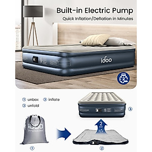 iDOO Air Mattress, Air Mattress Full with Built in Pump for Camping & Guest, 18" Raised Dual Chamber Airbed, Fast-Inflating Blow-up Bed, Colchon Inflable - Portable, Comfotable, 600lbs Max