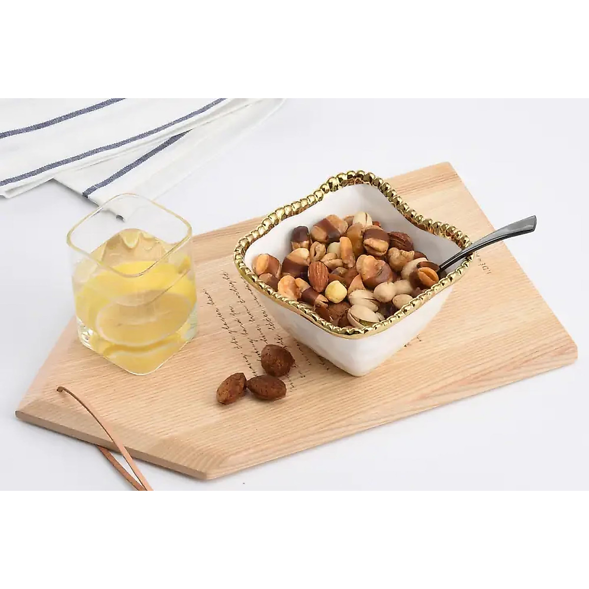 Pampa Bay Golden Salerno Porcelain Square Snack Bowl