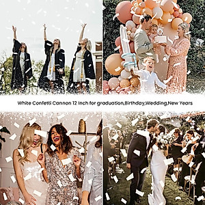 Confetti Cannon White Biodegradable Party Popper 12 Pack Rice Paper Party Poppers Confetti Shooters White Confetti Cannons for Wedding Graduation New Year Eve Celebration Christmas Birthday Party