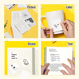 HPRT L8 Sticker Printer Mini Printer Portable Thermal Printer with 1Thermal Paper and 3 Sticker Rolls,Label Maker Machine for Pictures Printing,List,Study Notes,DIY,Receipts - Yellow