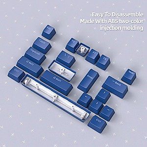 Double Shot Keycap 21-Keys Light Transmitting for General Mechanical Keyboards, Non-Slip Wear-Resistant Enlish(US) Layout (Blue)
