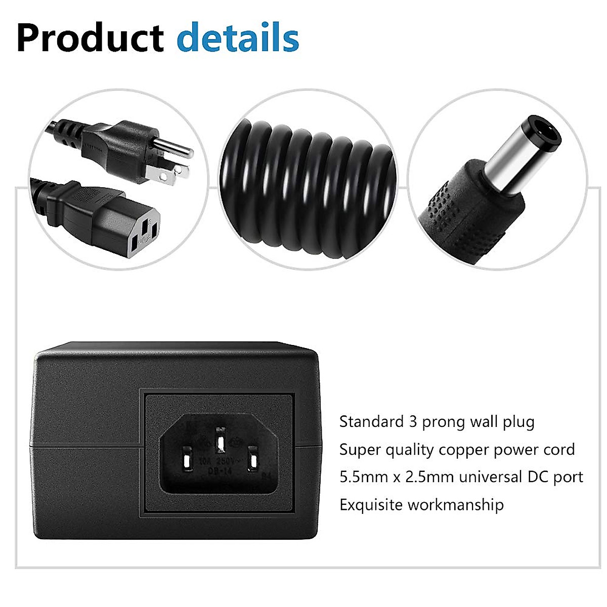 SHNITPWR 24V Power Supply 6A 144W AC/DC Adapter 100V~240V AC to DC Converter 24volt 6amp 5.5A 5A 4A 3A Transformer with 5.5x2.5mm Tip for 5050 3528 LED Strip Light 3D Printer CCTV Camera LCD Monitor