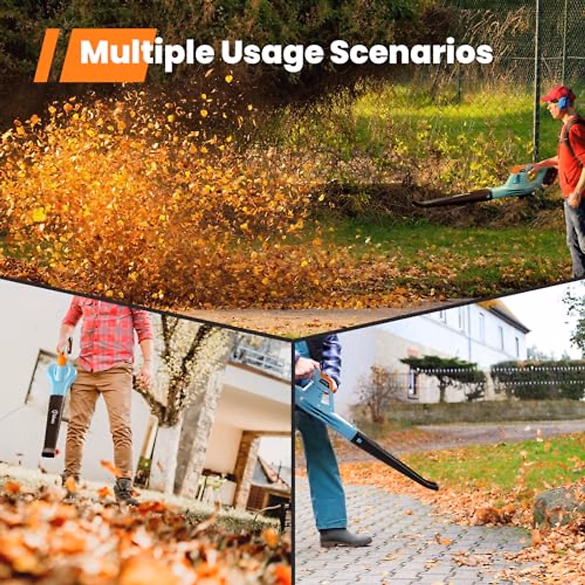 GoGonova 20V Leaf Blower Cordless with Battery and Charger, Electric Leaf Blower with 330CFM Power and 6 Speeds, Battery Powered Leaf Blower for Lawn