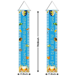 Avezano Oktoberfest Decorations German Bavarian Check Flag Porch Sign Oktoberfest Banner Oktoberfest Festival Welcome Hanging Banner Oktoberfest Party Supplies