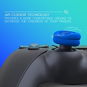 PlayVital Thumbs Cushion Caps Thumb Grips for ps5, for ps4, Thumbstick Grip Cover for Xbox Series X/S, Thumb Grip Caps for Xbox One, Elite Series 2, for Switch Pro Controller - Blue