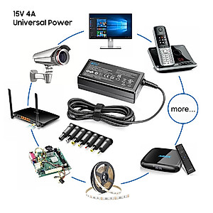 KFD 15V 4A Universal Power Supply for Neewer LUME Cube Right Light Power Cord Anker Soundcore Rave Mini A3390,BeoPlay A2 Sony SRS-XB3 Speaker Native Instruments NI Traktor Kontrol Charger Adapter