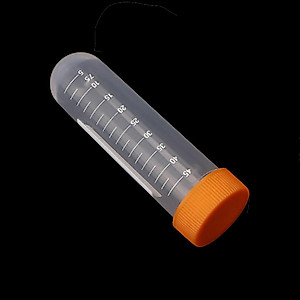 zoomto 50mL Centrifuge Tubes,50PCS Round Tubes Sterile,Leak-Proof Screw Caps(Orange), Plastic Container with Graduated and Write Marks, Non-pyrogenic, DNase/RNase Free, Human DNA-Free (Bag Pack)