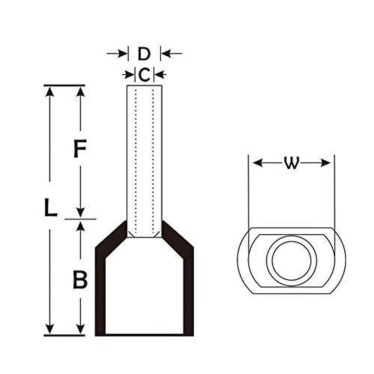 Baomain AWG 22/0.5mm² Wire Copper Crimp Connector Twin Insulated Ferrule Pin Cord End Terminal TE0508 Orange Pack of 200