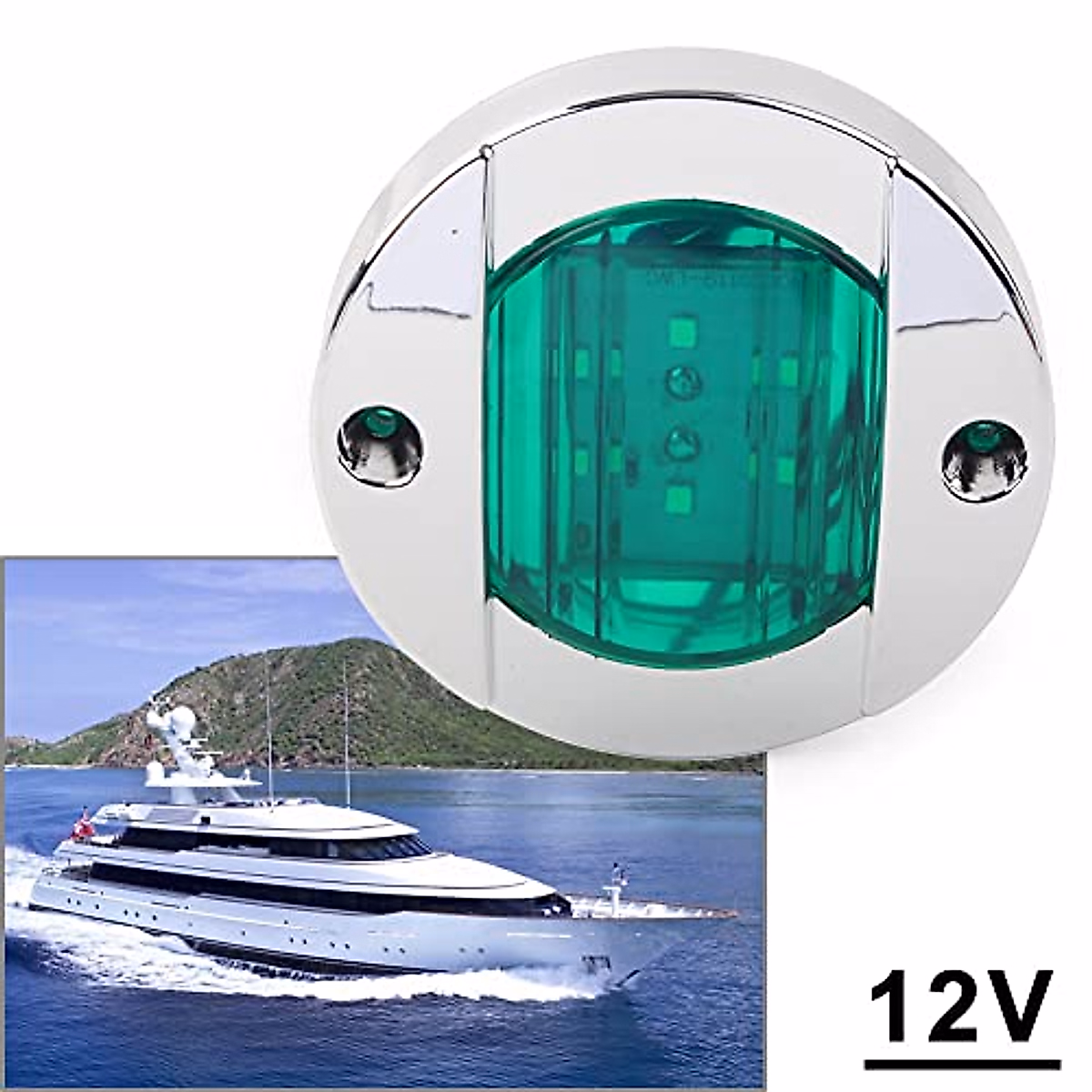 Newsmarts Auto Multi-Functional Side Marker Light Clearance Lamps 6 LED for Truck Trailer Pickup SUV Caravan Boat, Green Lens 12V