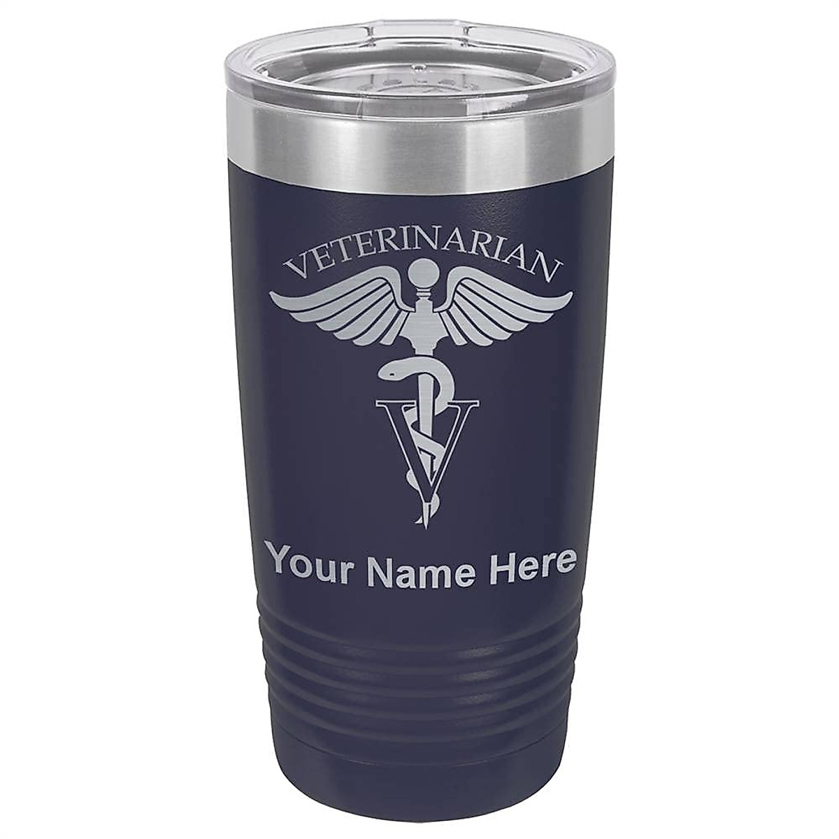 LaserGram 20oz Vacuum Insulated Tumbler Mug, Veterinarian, Personalized Engraving Included (Navy Blue)