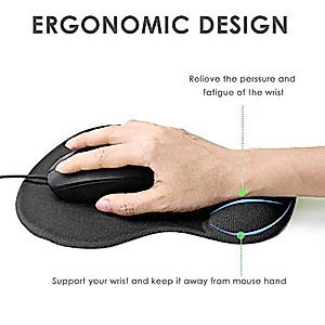 GIM Mouse Pad with Wrist Rest Support, Ergonomic Memory Foam Mousepad Cushion Non-Slip Rubber Base for Laptop, Computer, Gaming, Office