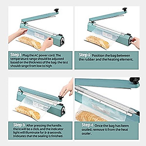 Flexzion Impulse Sealer 16 Inch (400mm) 500W Heat Sealer Machine with Adjustable Heating Mode, No Warm Up Needed, Portable Bag and Seal Impulse with Replacement Element Grip and Teflon Tape