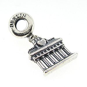 Queenberry Landmark Series Sterling Silver Berlin Brandenburg Gate Dangle European-style Bead Charm