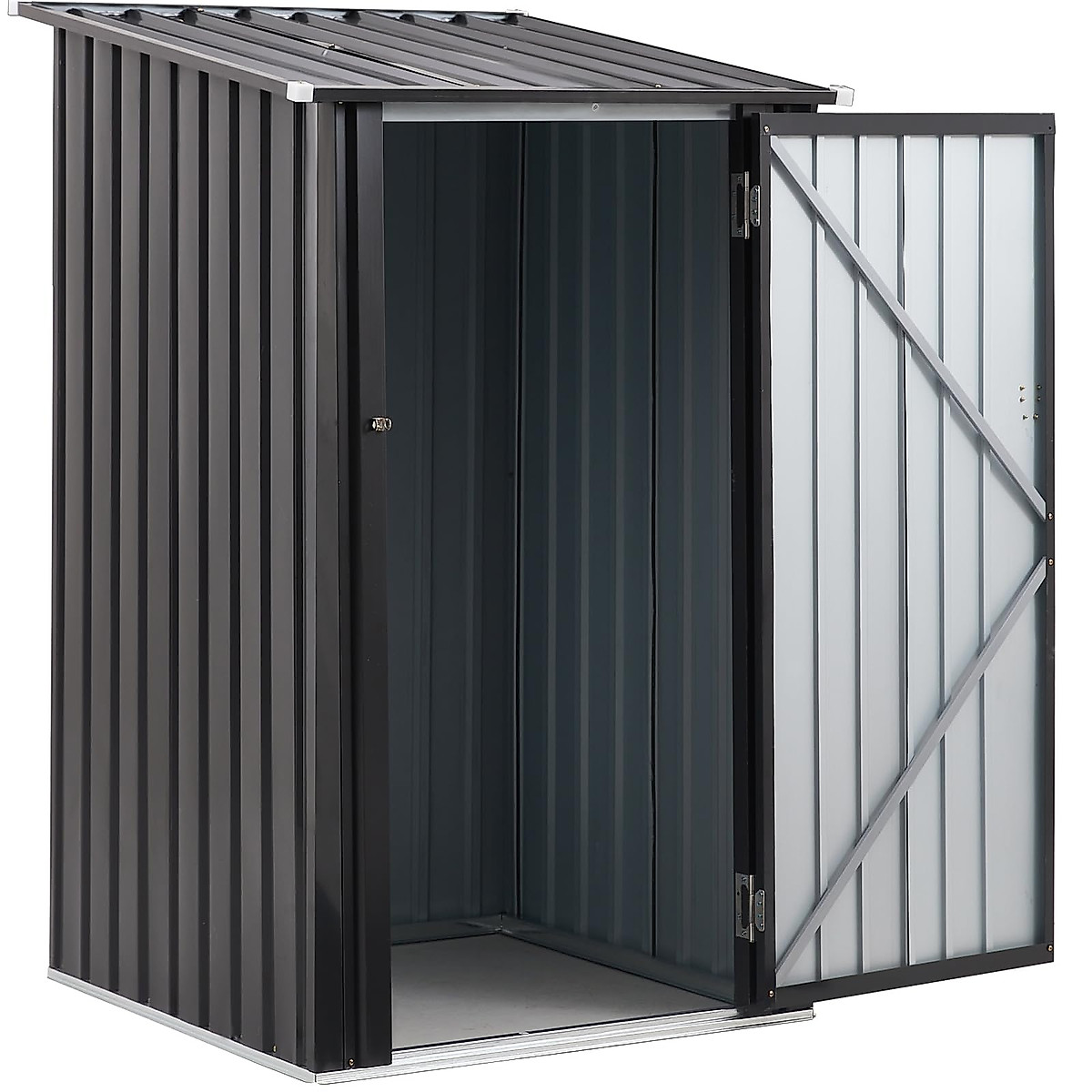 3 x 3 Ft Outdoor Storage Cabinet Waterproof, Sheds & Outdoor Storage Metal Shed with Single Lockable Door Small Shed Outdoor Storage for Patio, Backyard, Lawn Dark Gray