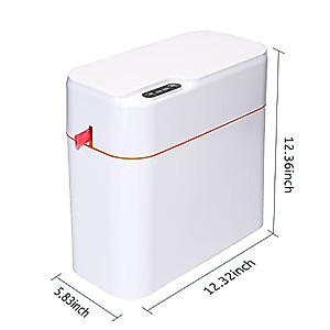 Bathroom Trash Can with Lid,4.7 Gallons Touchless Garbage Can for Bedroom,Automatic Motion Sensor Dogproof Plastic Slim Trash Bin for Office,Living Room, White,with 6 Pack Drawstring Garbage Bags