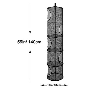 coastal rose 2Pcs Stuffed Animal Storage Foldable Stuffed Animal Net or Hammock Organizer, 5 Compartments Hanging Mesh Toy Storage Hammock for Kid Room Toys, Gloves, Hats, Socks(Black)