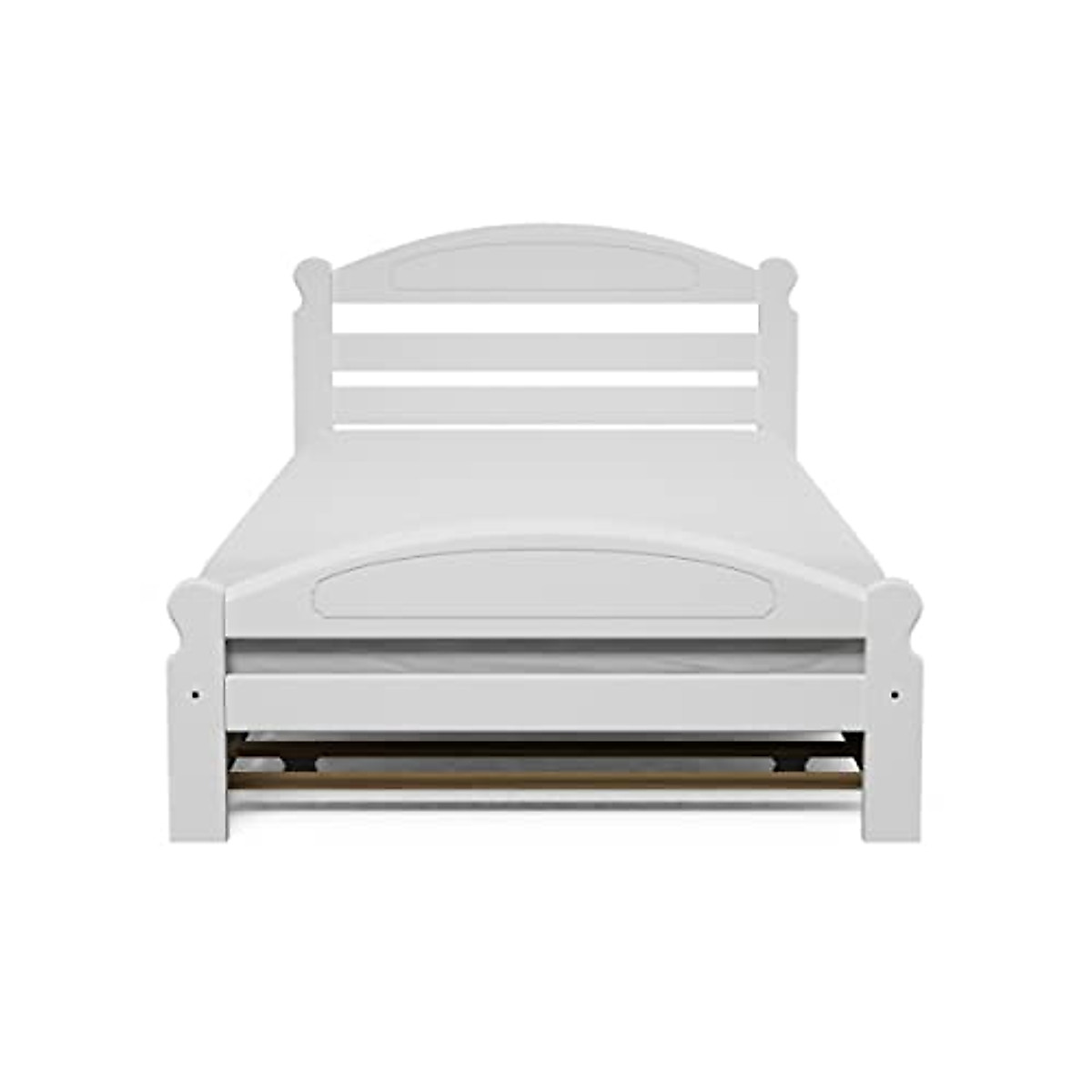 Twin Trundle Bed White Finish Solid Pine Wooden Arizona Trundle Bed 39 x 75 in Wooden Slats Support Unfinished Bedroom Single Wooden Bed Frame Hand Finished